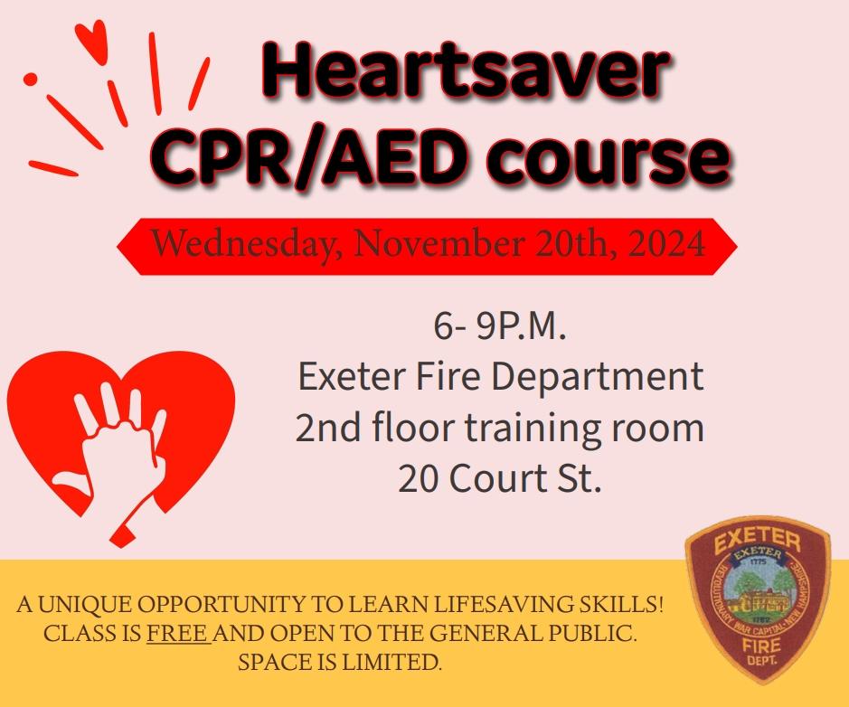 Heartsaver CPR/AED Class | Town of Exeter New Hampshire Official Website
