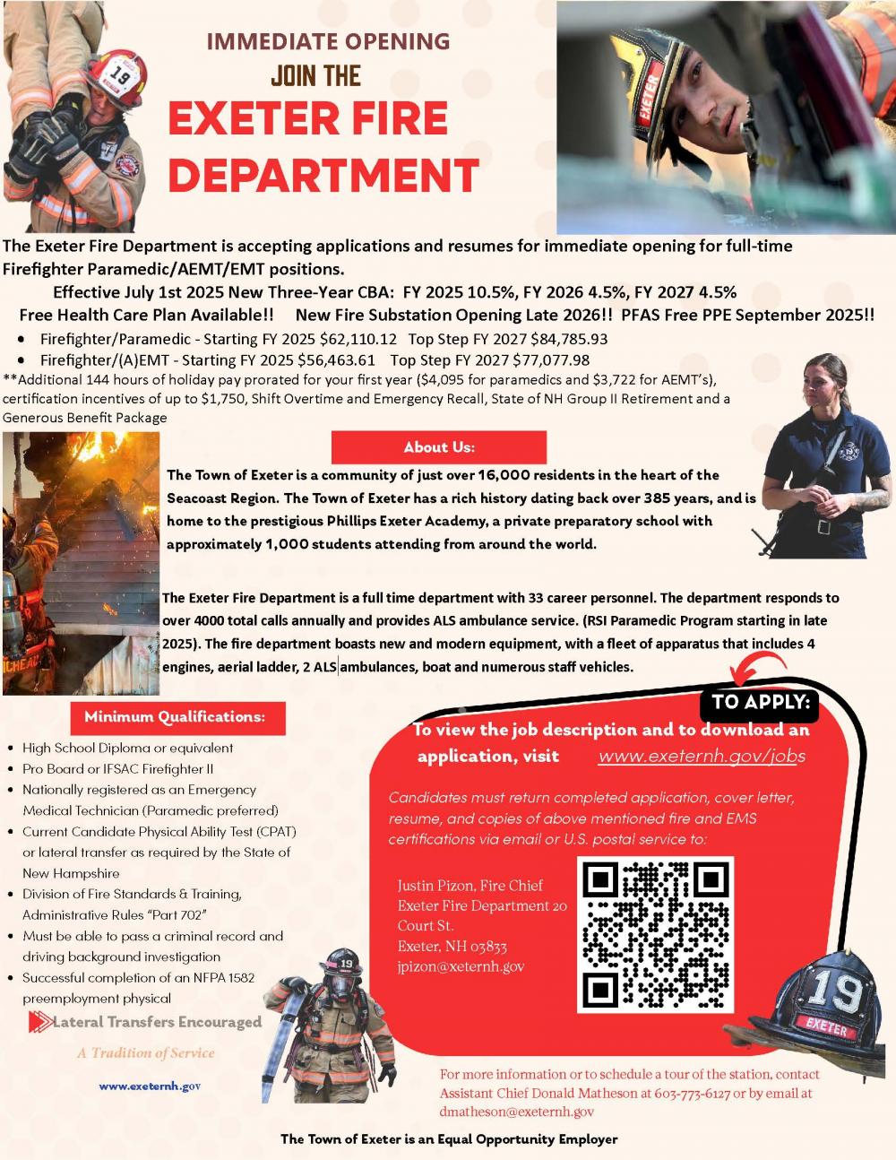 Firefighter/ Paramedic or Advanced EMT Immediate Opening | Town of ...